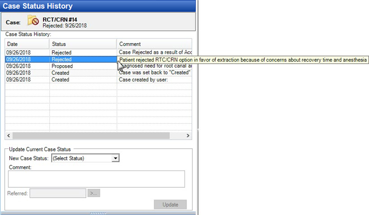Viewing Case Status History in the Treatment Planner | Dentrix ...