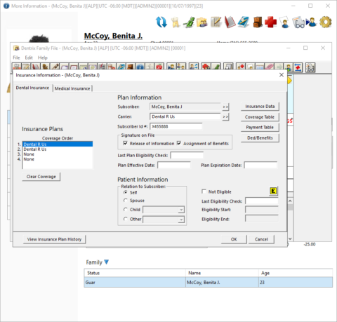 Managing Patient Financials from the More Information Window | Dentrix ...